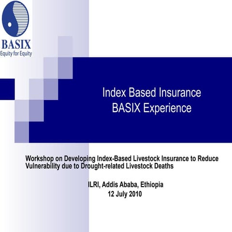 Index Based Insurance: BASIX experience | PPT