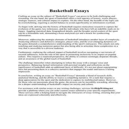 Basketball Essays | PDF