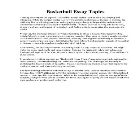Basketball Essay Topics | PDF | Christianity | Religion & Spirituality