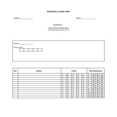 Basketball score sheet | DOCX | Basketball | Sports
