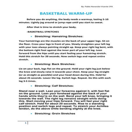 Basketball warm up | DOCX