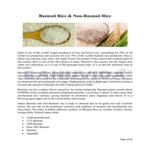 Basmati Rice Non-Basmati Rice Agro Commodities Bahuvida Limited Rice ...
