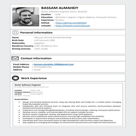 Senior Software Enginner - Java , Spring Boot | PDF
