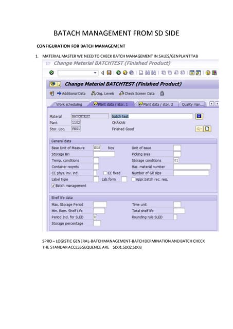 Sd configuration steps for automatic batch determination in delivery | PDF | Operating Systems ...