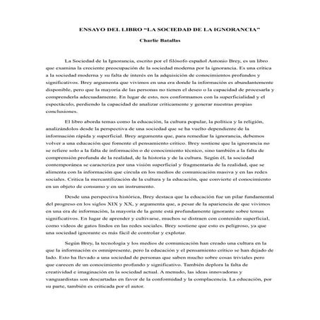 Sociedad De La Ignorancia Saber Y Ser Para Crecer Docx