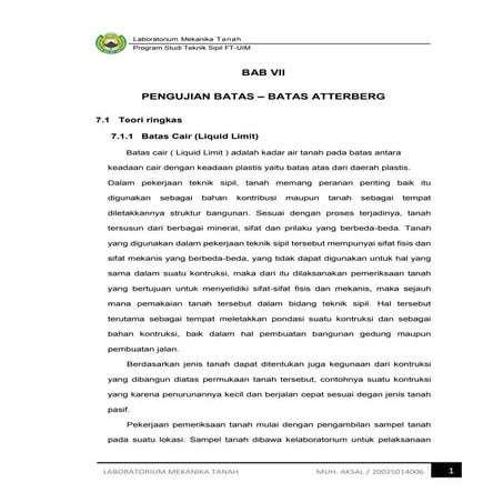Batas-Batas Atterberg pada Mekanika Tanah | PDF