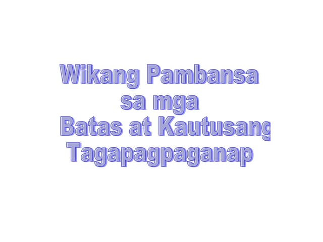 Batas ng Wikang Filipino | PDF