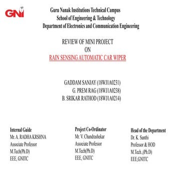 RAIN SENSING AUTOMATIC CAR WIPER BY GADDAM SANJAY | PDF