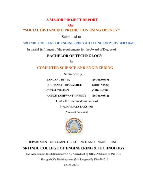 Social Distancing Prediction Using Opencv Pdf 8524