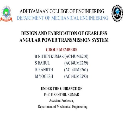 Gearless angular power transmission system | PPTX