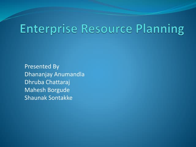 Enterprise Resource Planning(ERP) | PPT