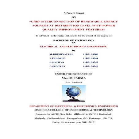 Grid Interconnection Of Renewable Energy Sources At Distribution Level With Power Quality