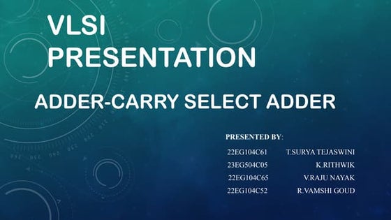 Ripple Carry Adder | PPTX