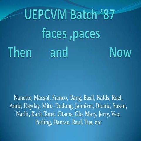 Batch ‘87 faces, paces- then and now | PPT
