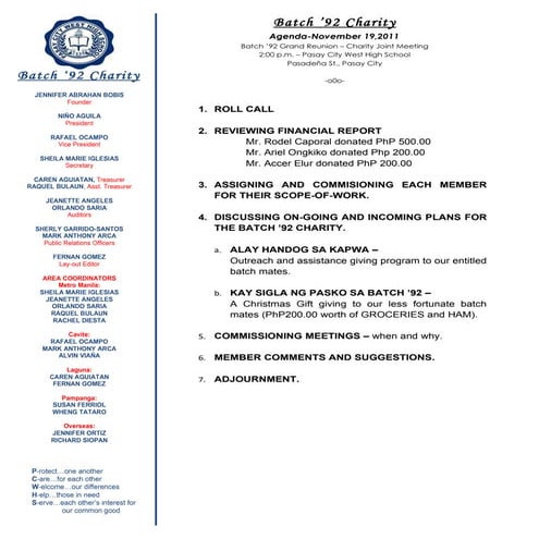 Batch'92 charity nov. 19 meeting | DOC