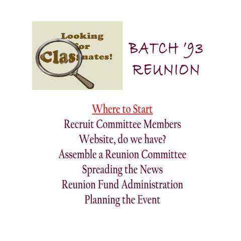 Batch ’93 REUNION planning update | PPT
