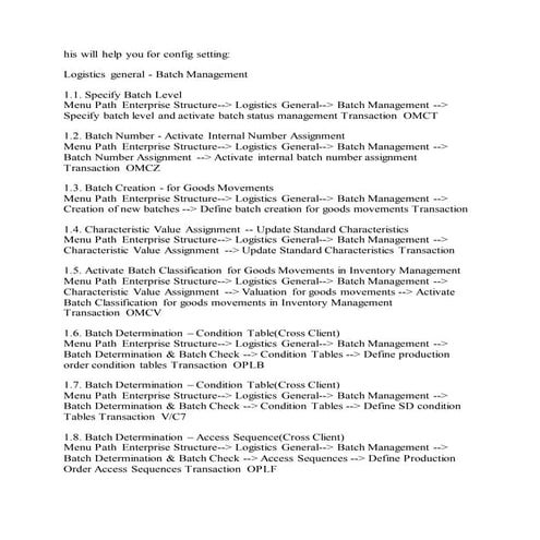 Sd configuration steps for automatic batch determination in delivery | PDF