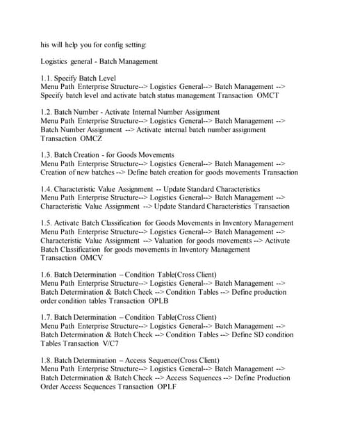 Sd configuration steps for automatic batch determination in delivery | PDF | Operating Systems ...
