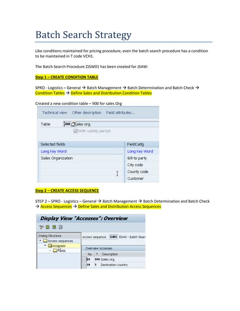 Sd configuration steps for automatic batch determination in delivery | PDF