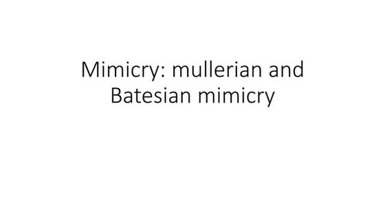 Mimicry (Evolutionary Biology) | PPT
