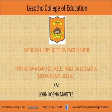 LEBOLLO LA SESOTHO LA BASHEMANE | PPTX