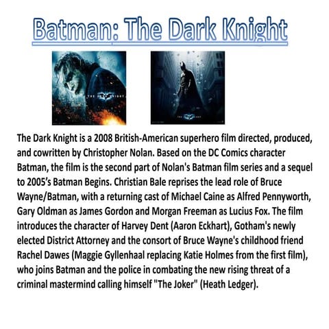 The Dark Knight Analysis | PPTX