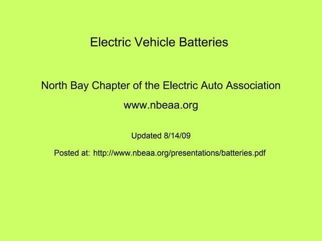 Batteries in electric vehicles | PPSX