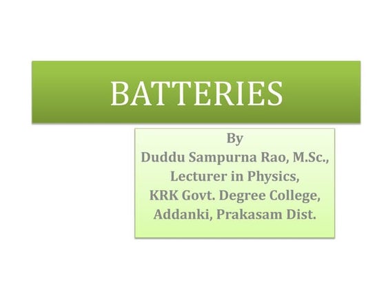 Lecture on Lead Acid Battery | PPT