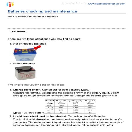 Batteries checking and maintenance | PDF