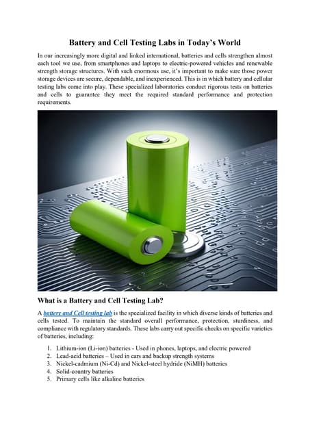 URS Battery Testing Laboratory Services in India | PPTX | Power and ...