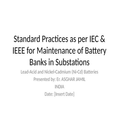 Battery_Bank_Maintenance_Standards Practice | PPTX