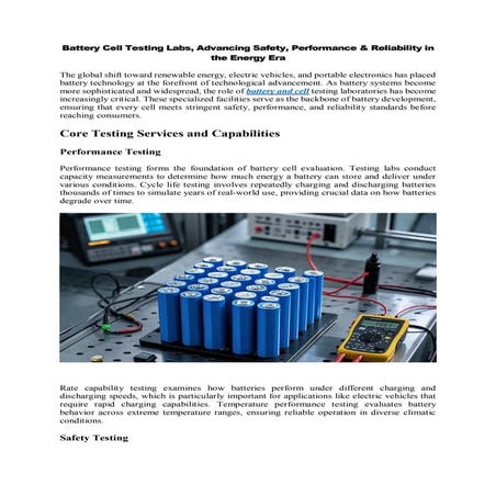 Battery Cell Testing Labs, Advancing Safety, Performance & Reliability ...