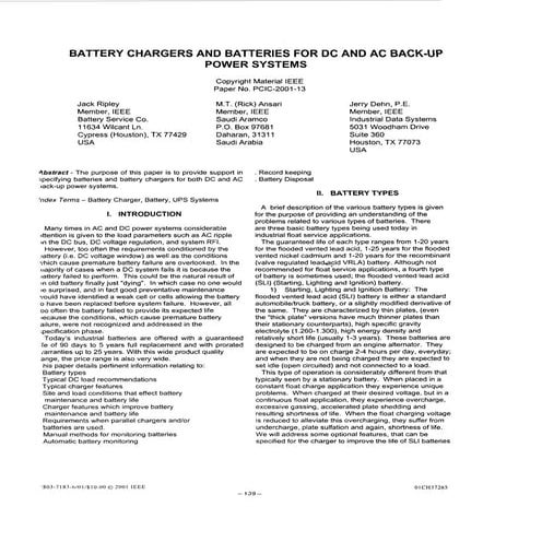 Battery charging and backup | PDF