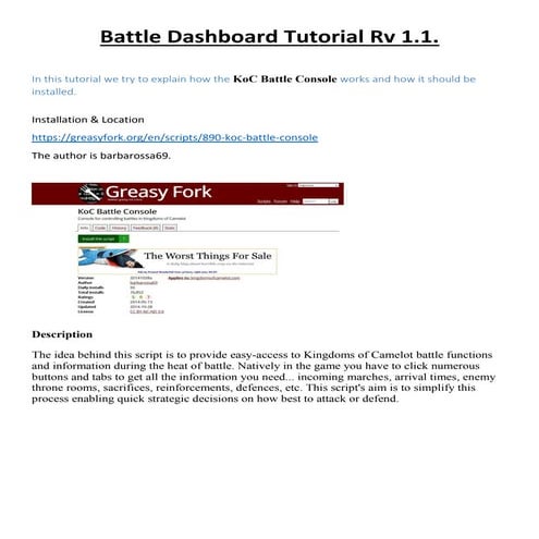 Battle Dashboard | PDF