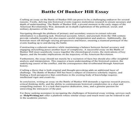 Battle Of Bunker Hill Essay. Harford Community College | PDF