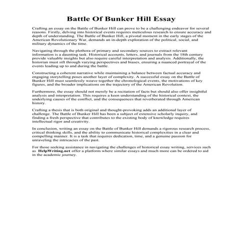 Battle Of Bunker Hill Essay | PDF