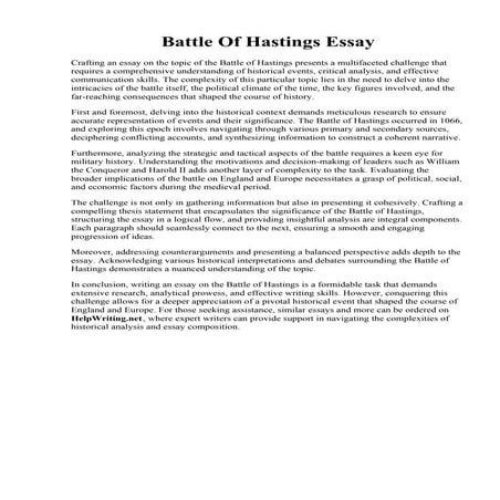 Battle Of Hastings Essay. . Why did William win at the Battle of ...