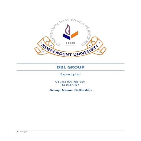 DBL Group Export Plan & Services | DOCX