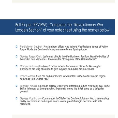 Battles of the Revolution- PPT | PPT