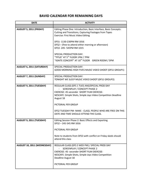 Format of closing billboard | DOC