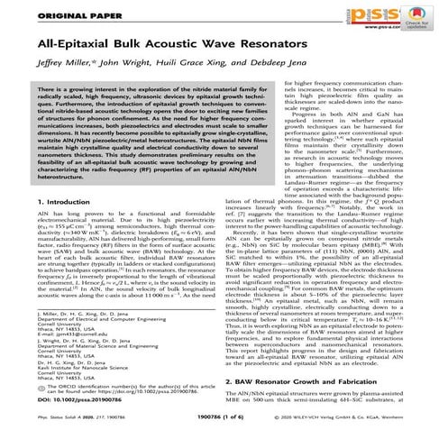 All-Epitaxial Bulk Acoustic Wave Resonators | PDF