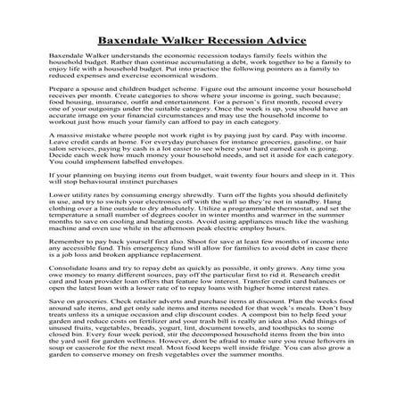 Baxendale walker recession advice | PDF