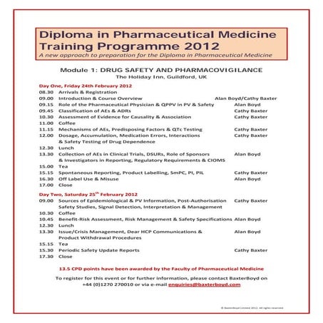 Baxter Boyd DPM Training Programme 2012 | PDF