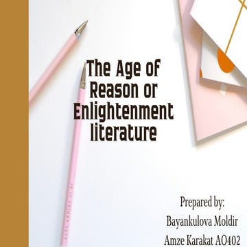 The Age of Reason or Enlightenment literature | PDF