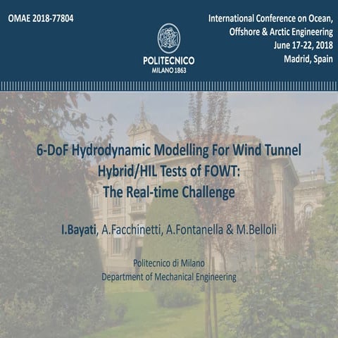 6-DoF Hydrodynamic Modelling For Wind Tunnel Hybrid/HIL tests of FOWT ...