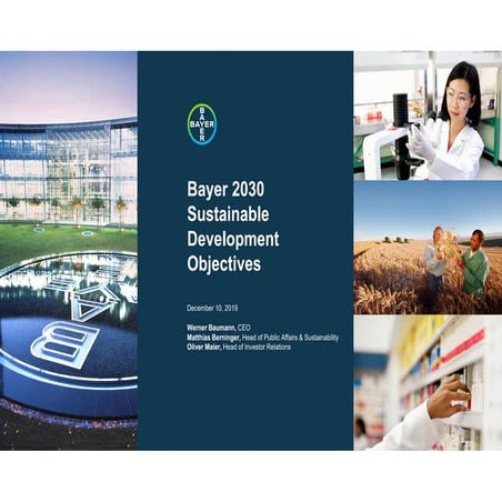 Investor Conference Call Presentation: Bayer 2030 Sustainable Development Objectives | PDF