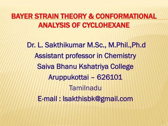 Conformational analysis of cyclohexane | PPT