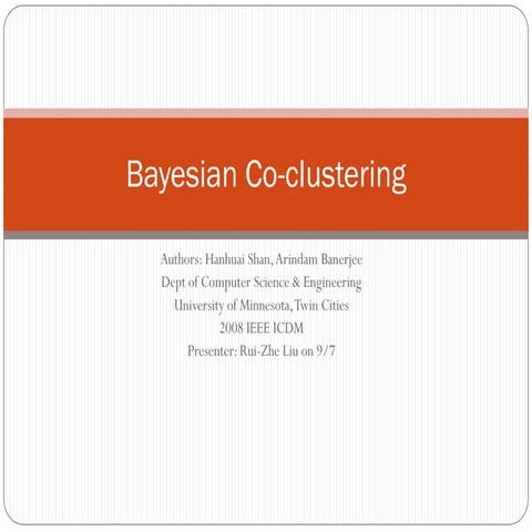 Bayesian Co clustering | PPT