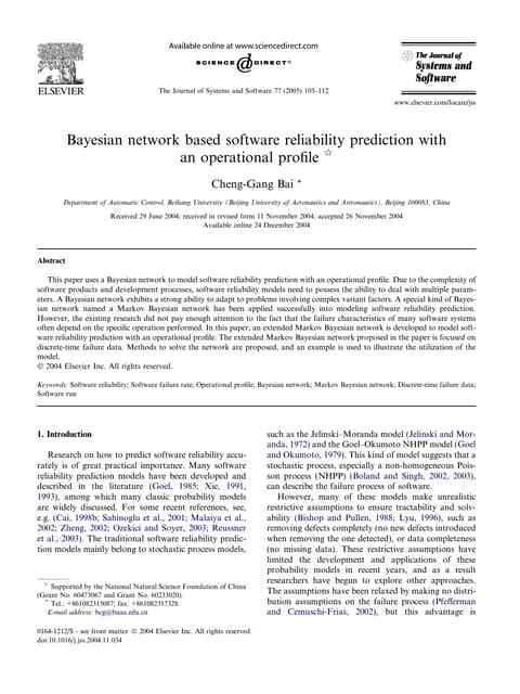 Bayesian Network Based Software Reliability Prediction Pdf