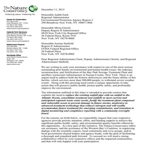 Letter on The Bay Park Sewage Treatment Plant 12-11-13 via The Nature ...